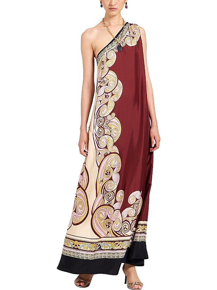LA DOUBLEJ La Doublej "Roy Placee" One-Shoulder Printed Maxi Dress